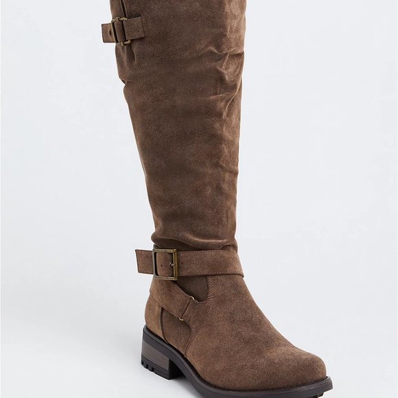 torrid | Shoes | Torrid 7 Wide Boots Brown Oiled Faux Suede Tall Riding ...